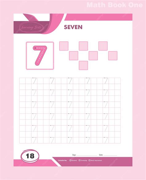 Premium Vector Number 7 Worksheet Template