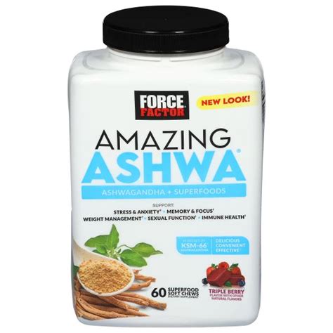 Force Factor Soft Chews Triple Berry Flavor Soft Chews Amazing Ashwa