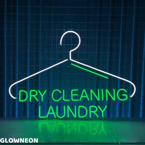 Glowneon Dry Cleaning Laundry Neon Sign Laundry Room Service Led Art