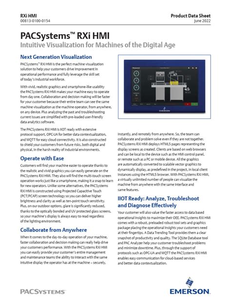 Product Data Sheet Pacsystems Rxi Hmi Pacsystems En 8015192 Pdf
