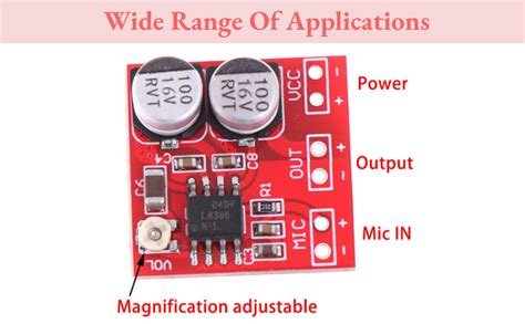 5Pcs Electret Microphone Amplifier Module LM386 DC 4V 12V Adjustable Gain Audio Power Amplifier