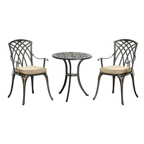 Outsunny 3 Piece Cast Aluminium Garden Bistro Set For 2 With Parasol