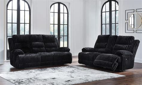 Rhine Falls Onyx Power Reclining Sofa And Loveseat Eve Furniture