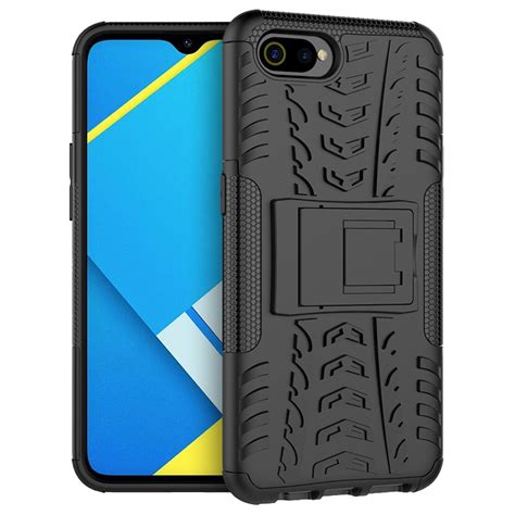 Dual Layer Rugged Tough Case For Realme C2 Black