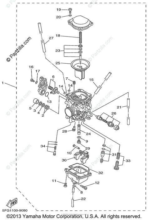 Yamaha Motorcycle 1999 Oem Parts Diagram For Carburetor