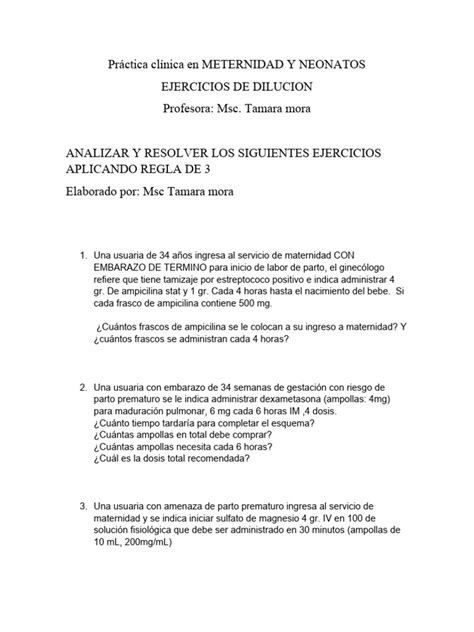 Practica De Diluciones Pdf Parto Prematuro Salud Pública