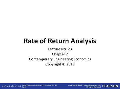 Rate Of Return Analysis Lecture No 23 Chapter