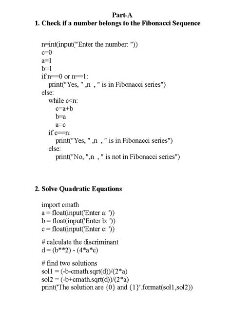 Iv Sem Python Lab Part A Key Programming Concepts And Exercises