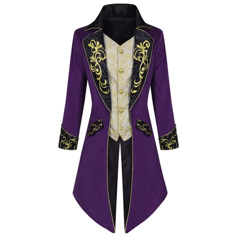 Apexfwdt Mens Victorian Prince Steampunk Tailcoat Medieval Embroidered