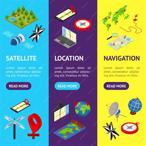 Premium Vector Navigation Methods Tools Signs 3d Banner Vecrtical Set