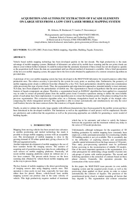 Pdf Acquisition And Automatic Extraction Of Facade Elements On Large Sites From A Low Cost