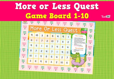 More Or Less Quest Game Board 1 10 Teacher Resources And Classroom