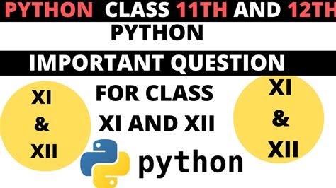Class 11th Python Important Question Youtube