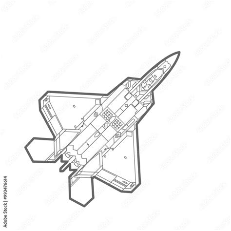 F 22 Raptor Aircraft Outline Illustration Maket Icon F 22 Raptor