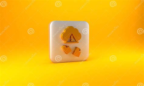Gold Cloud Hacking Icon Isolated On Yellow Background Cloud Leak