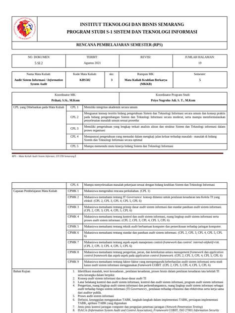 RPS Audit Sistem Informasi - 2022-09-16-FIX | PDF
