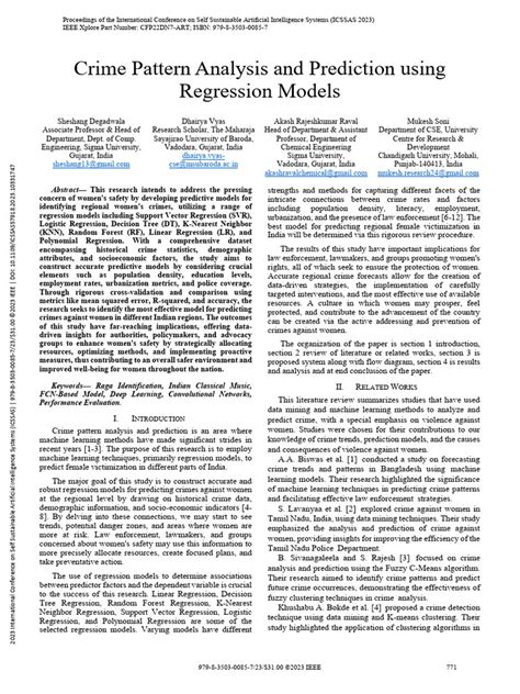 crime pattern analysis and prediction using regression models pdf