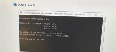 Solved Write A Program That Calculates The Volume And Chegg Com