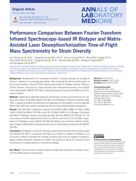 Pdf Performance Comparison Between Fourier Transform Infrared Spectroscopy Based Ir Biotyper