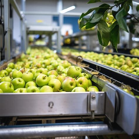 Apples Being Graded In Fruit Processing And Packaging Plant Premium Ai Generated Image