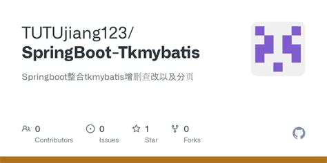 Github Tutujiang123springboot Tkmybatis Springboot整合tkmybatis增删查改以及分页