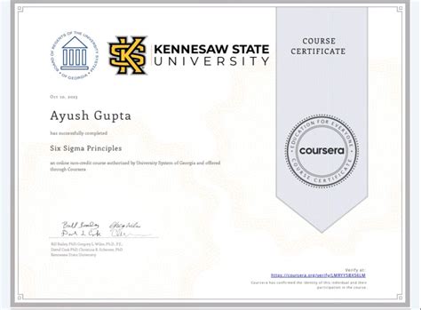 Completed Six Sigma Training From Coursera Ayush Gupta