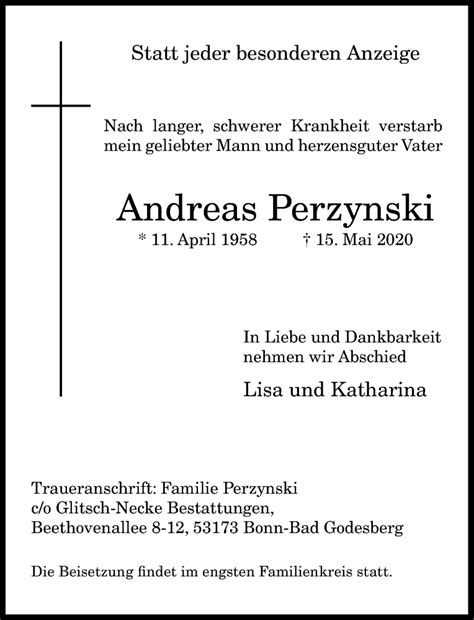 Traueranzeigen Von Andreas Perzynski Ga Trauer De