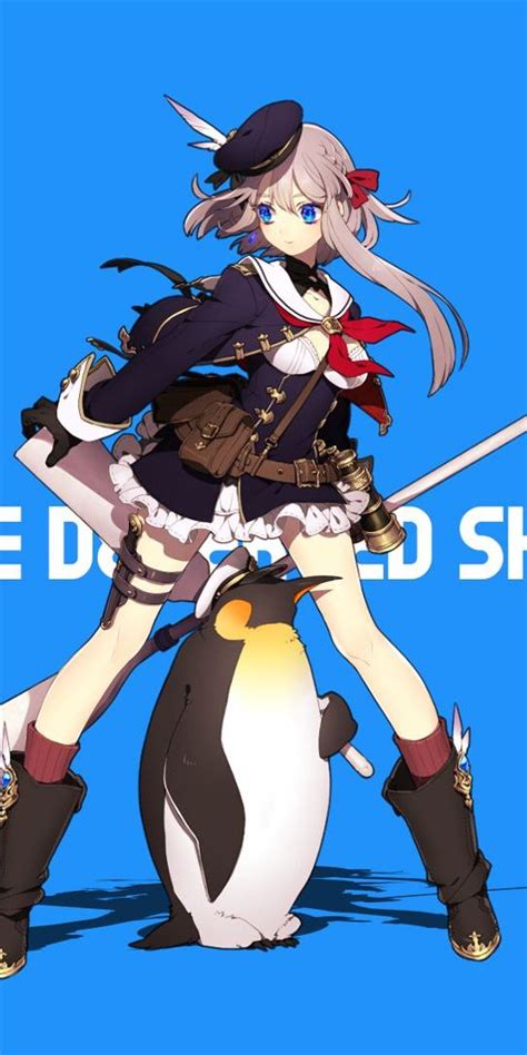 Шпалери на телефон Аніме Оригінал Блакитні Очі Довге Волосся Пінгвін Біле Волосся 901837