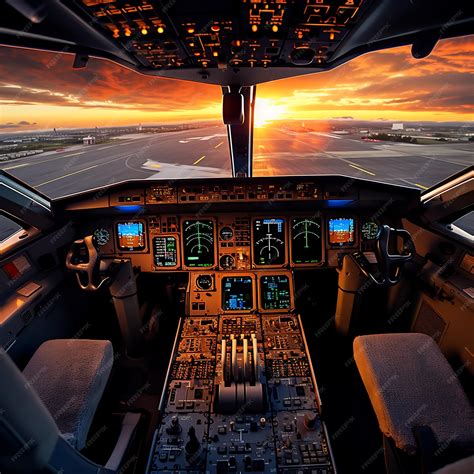 Premium Photo Cockpit Of An Airplane Flying Above The Clouds At
