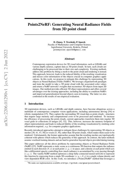 Pdf Points2nerf Generating Neural Radiance Fields From 3d Point Cloud