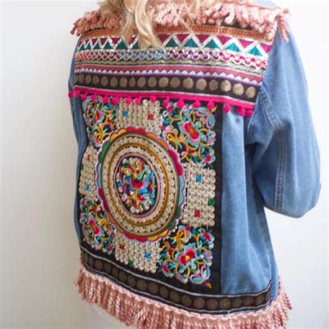 Reworked Denim Tassel Jacket 6 12 This Colorful Depop