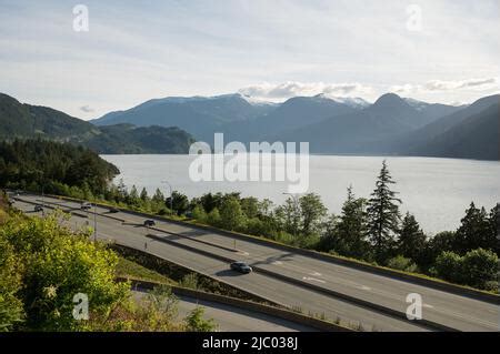 The Sea To Sky Highway Along Howe Sound Near Squamish Bc Canada Stock
