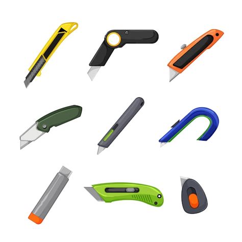 Premium Vector Cutter Knife Set Cartoon Vector Illustration