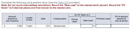 solved complete the following using present value use the