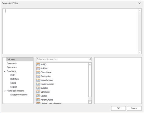 planttools common user interfaces expression editor
