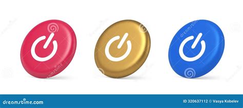 Shutdown Turn On Off Button Energy Switch Power Start Stop Web App Design 3d Realistic Icon