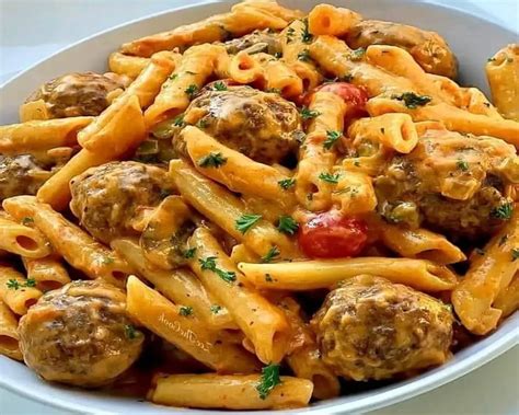 Penne Pasta With Meatballs A Creamy Comforting Dinner Everyone Will