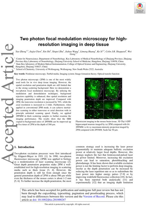 Pdf Two Photon Focal Modulation Microscopy For High Resolution Imaging In Deep Tissue