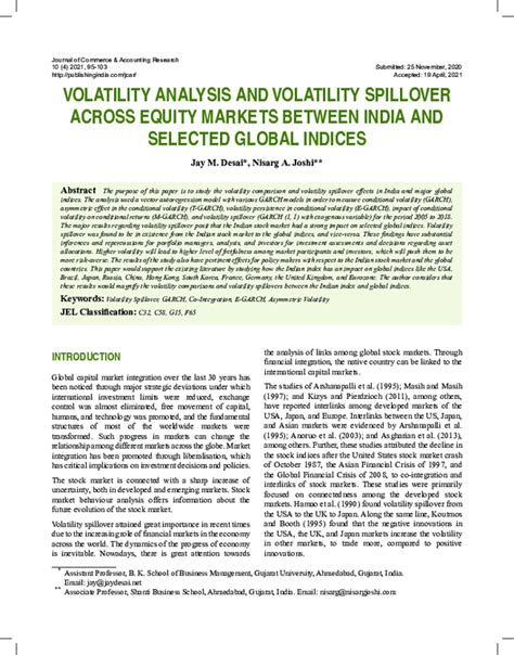 Pdf Volatility Analysis And Volatility Spillover Across Equity