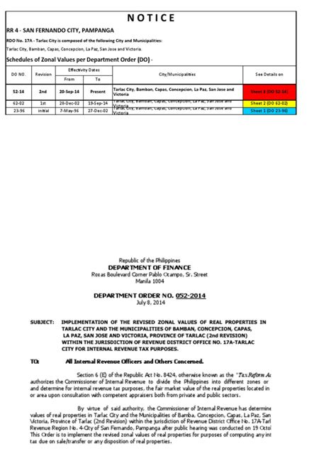 Rdo No 17a Tarlac City Pdf Taxes Business
