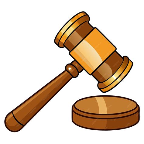 Wooden Gavel Clipart Cartoon Style Vector Illustration Premium Ai