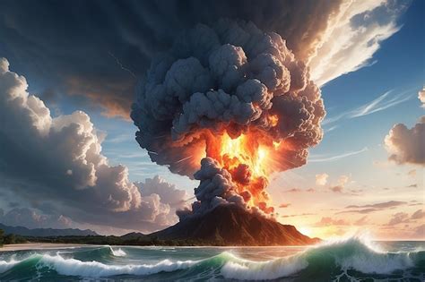 Premium Photo Nuclear Explosion And Wave In Sky