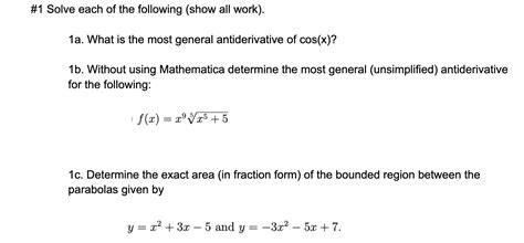 solved solve each of the following show all work 1a what