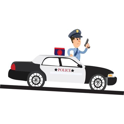 Cop Car With Police 13125135 Vector Art At Vecteezy