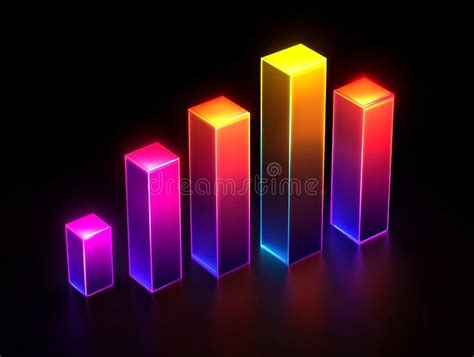 Vibrant Neon Bar Graph Growth Success Data Visualization Stock