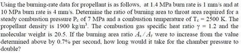 Solved Using The Burning Rate Data For Propellant Is As