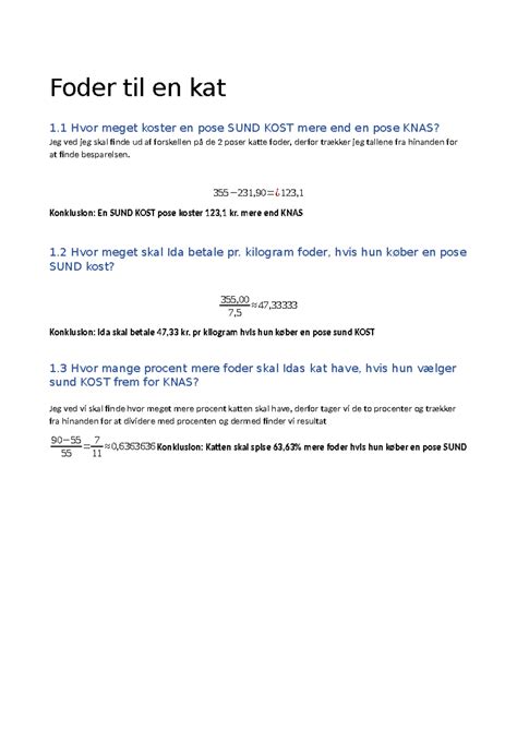 Foder Til En Kat 355 −23190¿ 123 Konklusion En Sund Kost Pose Koster 1231 Kr Mere End