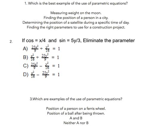 Solved Which Is The Best Example Of The Use Of Parametric