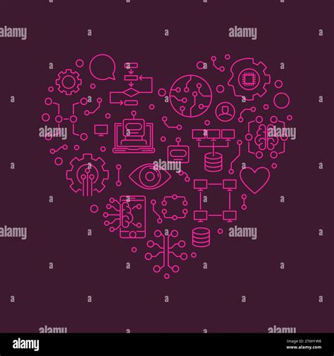 Artificial Intelligence Heart Shaped Creative Thin Line Banner Ai And Ml Technology Concept