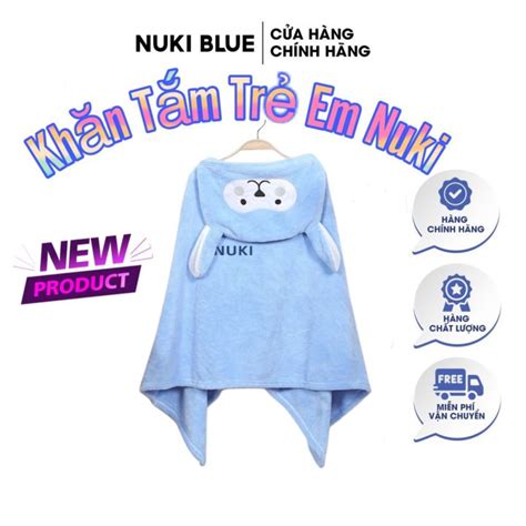 Khăn Tắm Cho Bé Nuki Khăn Choàng Tắm Có Mũ 100 Cotton Lông Cừu Mềm